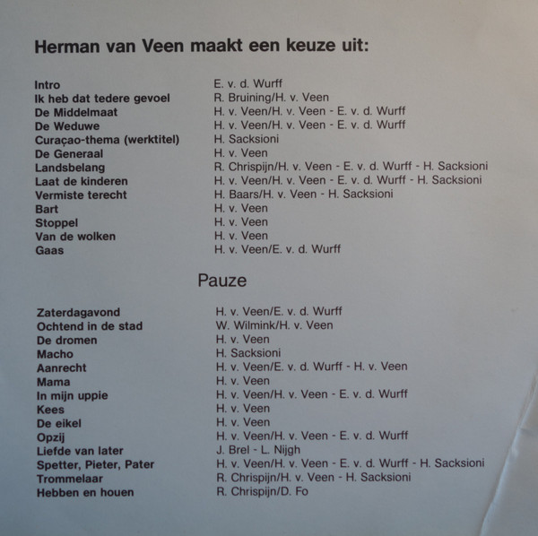 Gesprek Tussen Herman van Veen/Harry Sacksioni/Erik van der Wurff ...